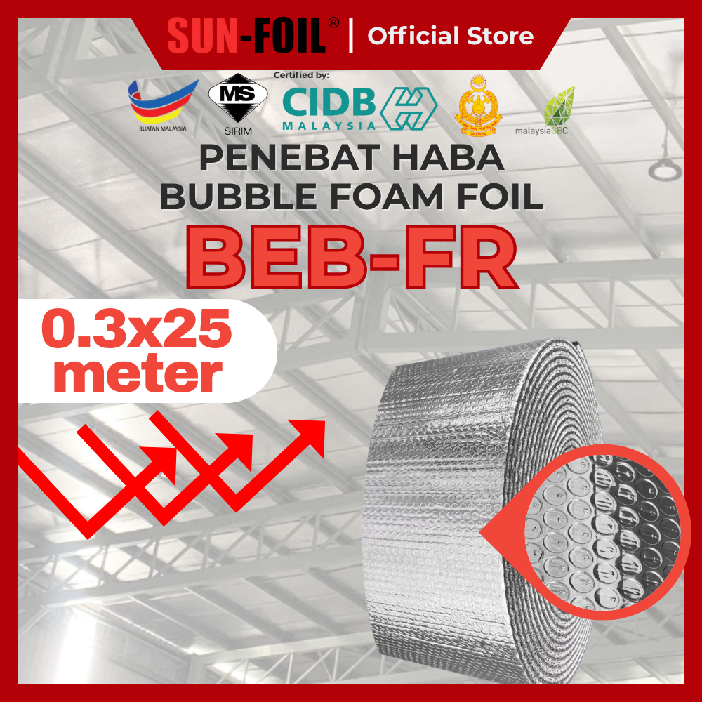 SUNFOIL BEB-FR [0.3m x 25m] Bubble Foam Foil Series Bubble Aluminium ...