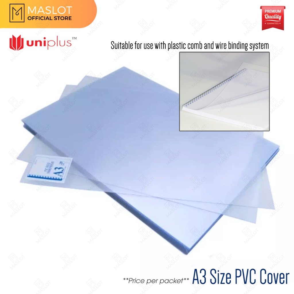 A3 PVC Cover Transparent Binding / PVC Plastic Sheet Cover / Rigid Binding Cover A3 (100 sheets ...