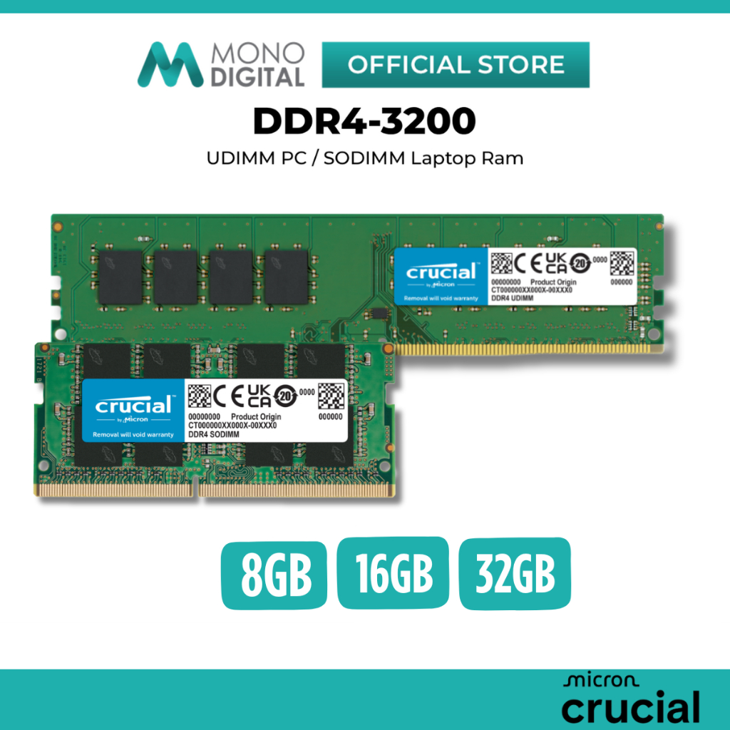 CRUCIAL DDR4 RAM DESKTOP PC (UDIMM) / LAPTOP NOTEBOOK (SODIMM) DDR4 ...