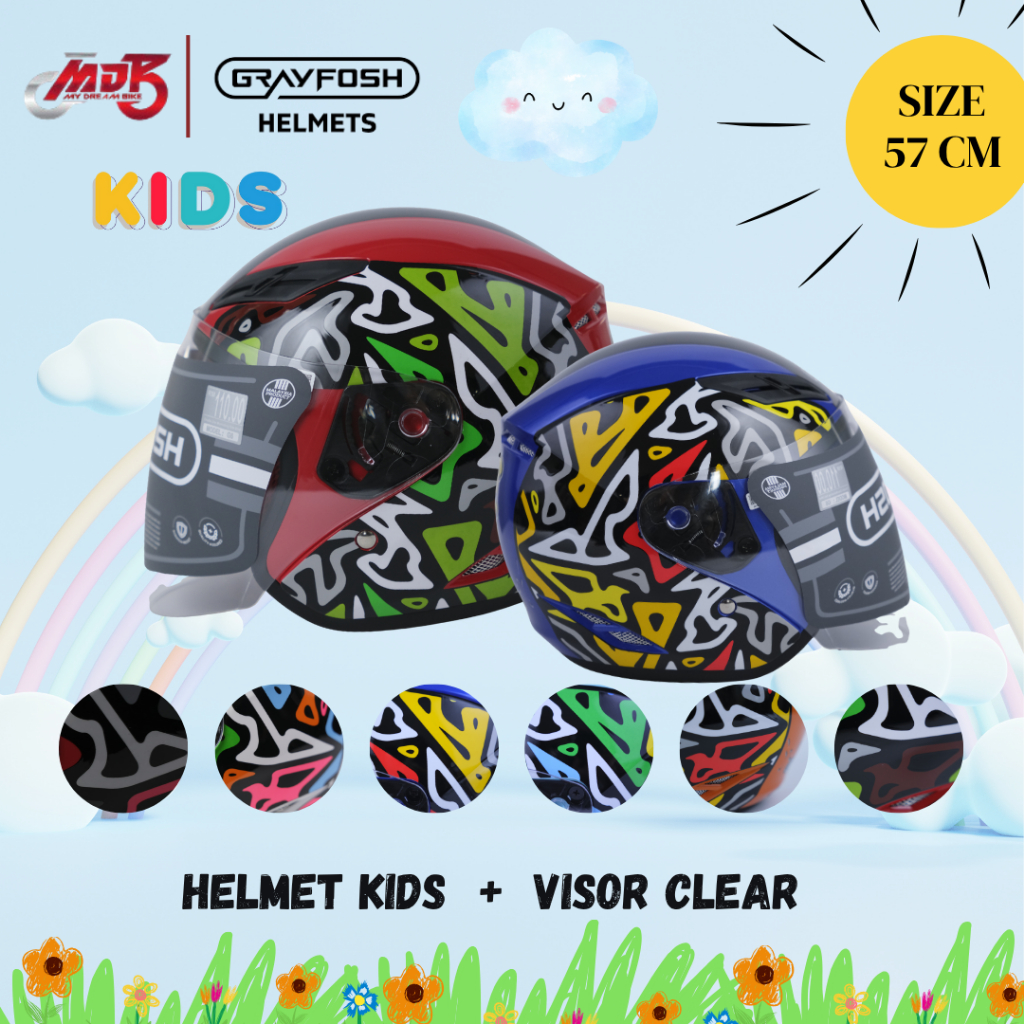 KIDS HELMET GRAYFOSH G6 SIZE 57CM (SIRIM) TOPI KELEDAR BUDAK KANAK ...