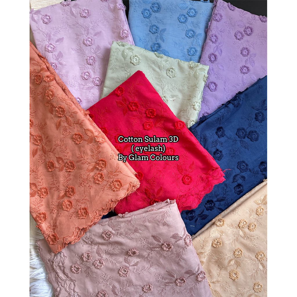 kain pasang Cotton Sulam 3D bunga timbul / embroidery | Shopee Malaysia