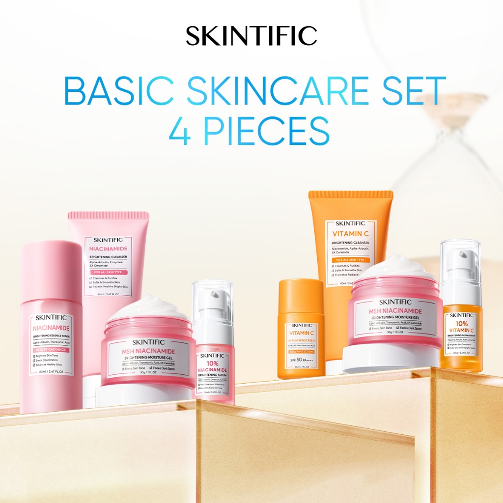 SKINTIFIC Skincare 4pcs Paket Set With Serum Low pH Cleanser Light Spot ...
