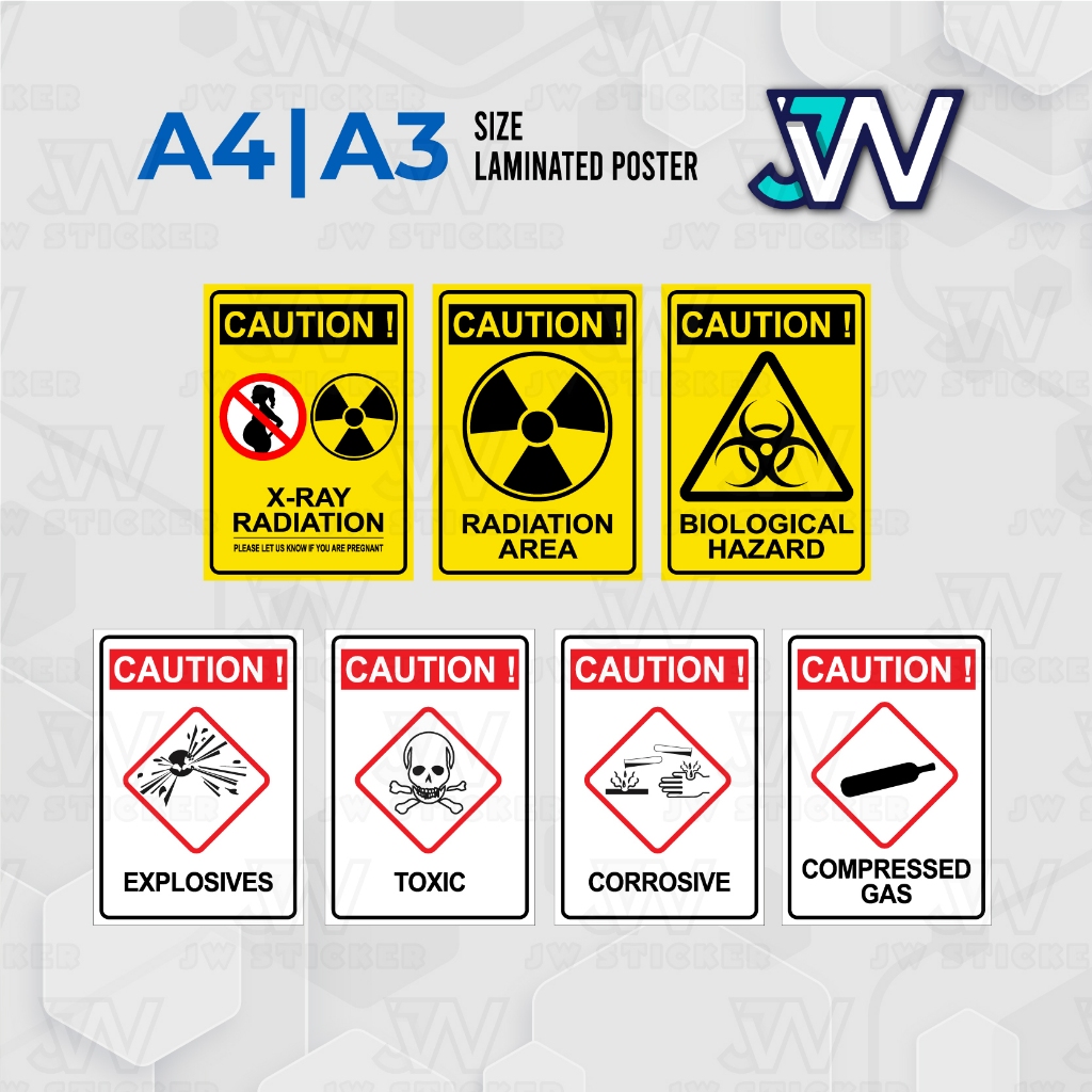 Caution! Industrial Sign Signage A3 / A4 Size Laminated Poster Kilang Industri Factory ...