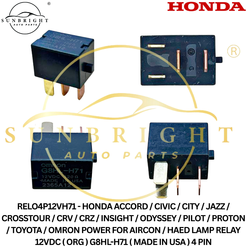 HONDA / PROTON / TOYOTA / OMRON POWER FOR AIRCON / HAED LAMP RELAY 12VDC ( ORG ) G8HL-H71 ( MADE ...
