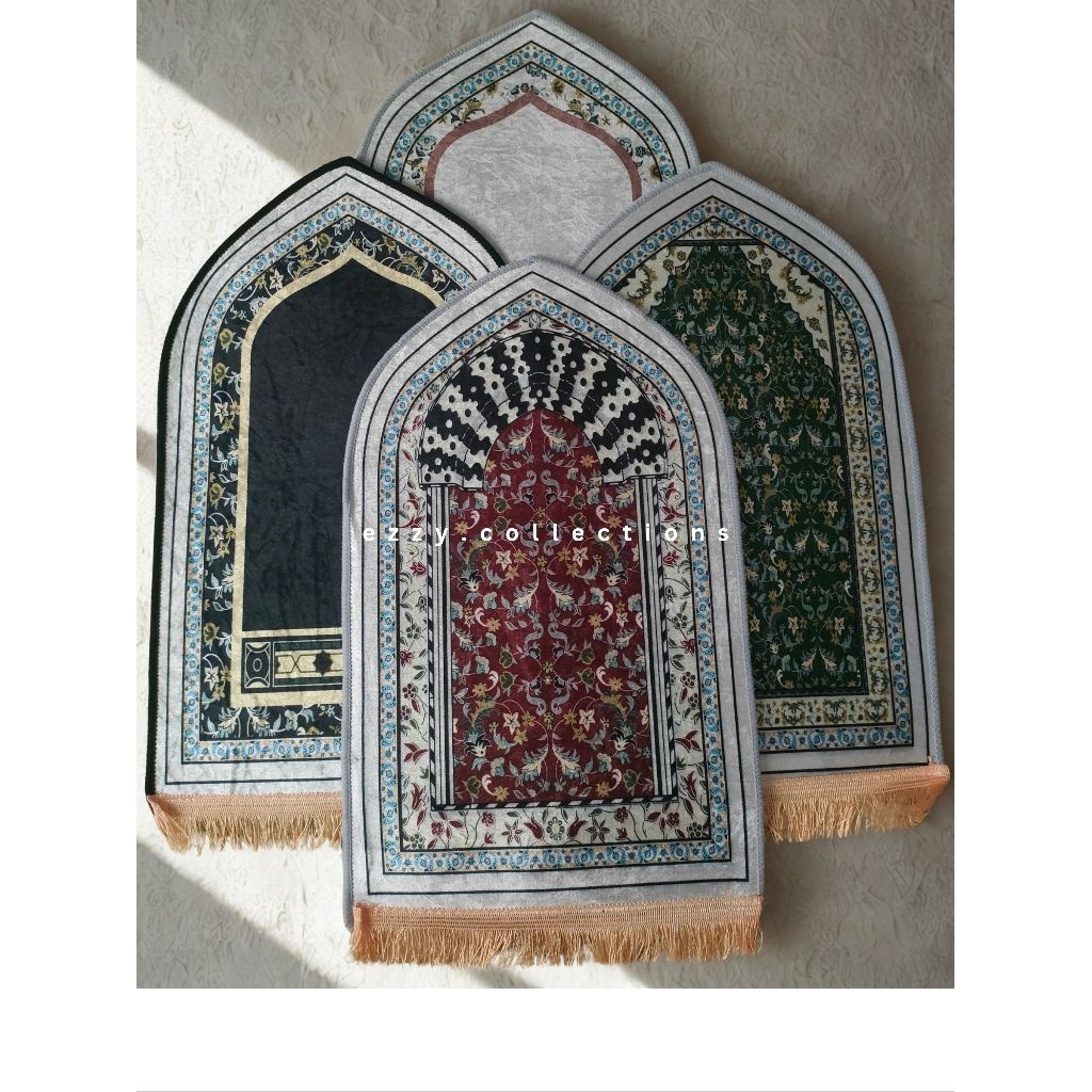 (SET 10PCS) SEJADAH KUBAH VELVET SIZE (35CM×60CM) CORAK RANDOM | Shopee ...