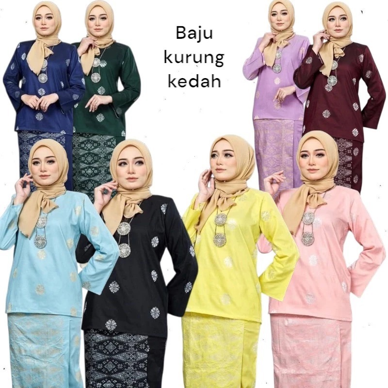 BAJU KURUNG Moden 2025 Kedah Songket Tenun BungaTabur Baju Kurung Kedah ...