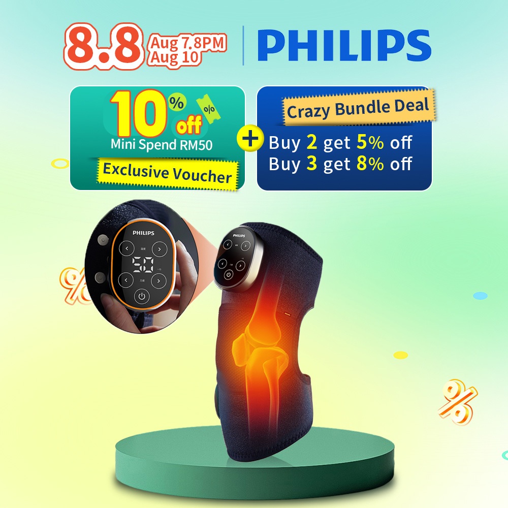 Philips Knee Massager Joint Heating Vibration NTC Temperature Control ...