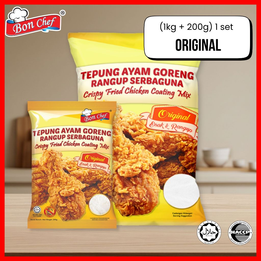 SET 1 PACK Tepung Ayam Goreng 1KG ORIGINAL + 1 PACK 200G ORIGINAL Bon ...