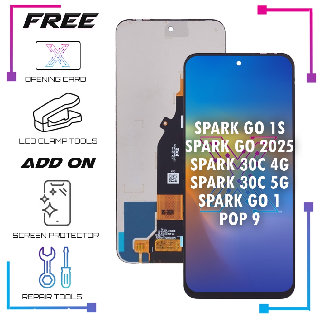 LCD Display For Tecno SPARK GO 1S / GO 1 / GO 2025 / SPARK 30C 4G 5G / 30 5G / POP 9 / ITEL P65 ...