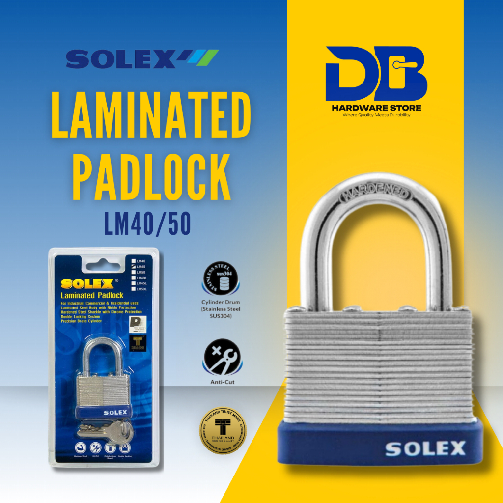 DB 100% Original SOLEX Laminated Padlock LM40 LM50 40mm 50mm Padlock ...
