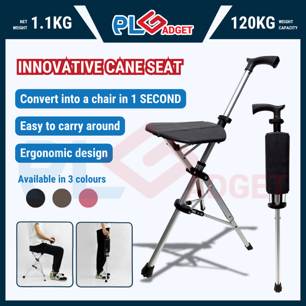 PLG Innovative Cane Seat - Walking Stick with Seat for Elderly, Tongkat ...