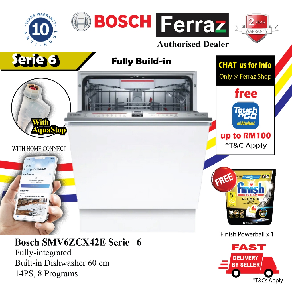 Bosch SMV6ZCX42E Series 6 Fully-integrated Built-in Dishwasher, Home ...