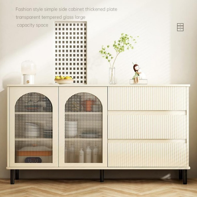 Muji style Large storage Kitchen Cabinet with Drawer & Transparent ...