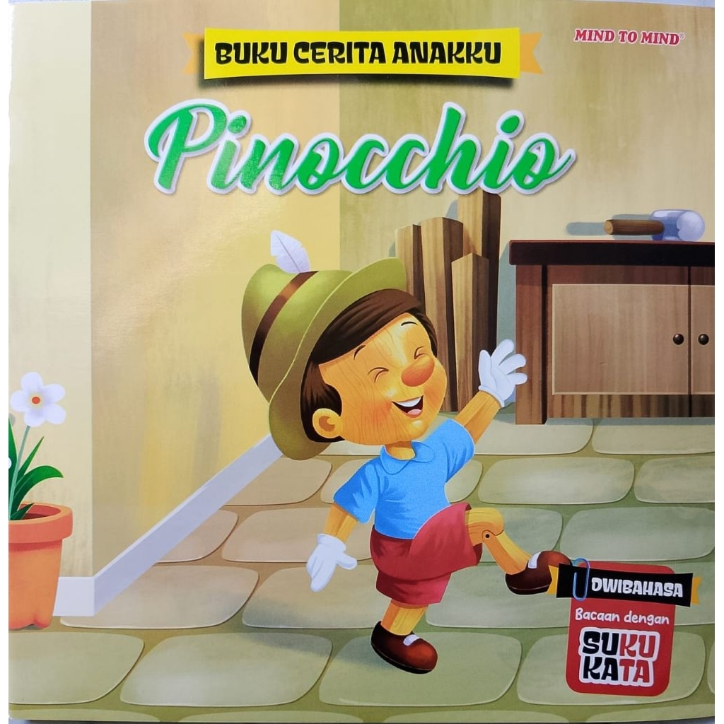 PINOCCHIO. Buku cerita anakku. Dwibahasa. Bacaan suku kata. Kertas ...