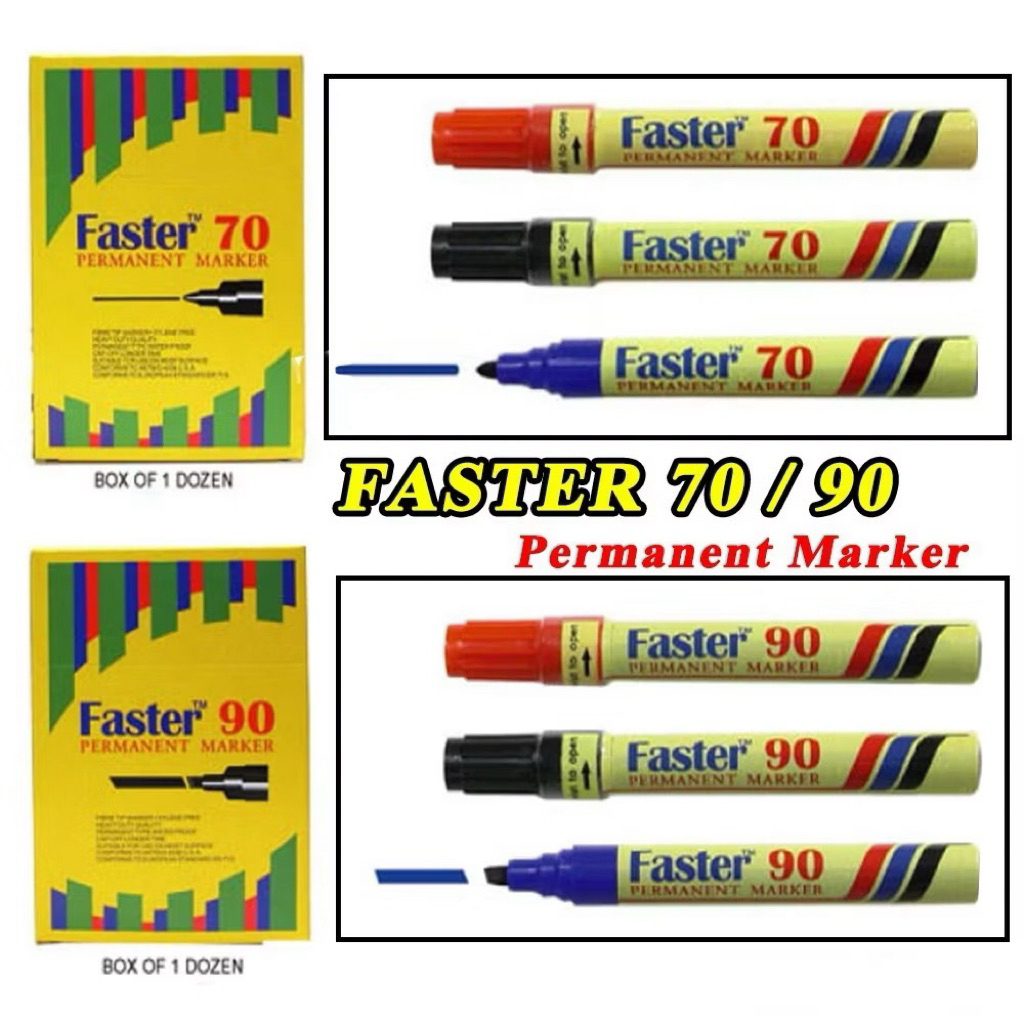 Faster 70 / 90 Permanent Marker (12 Pcs / Box) | Shopee Malaysia