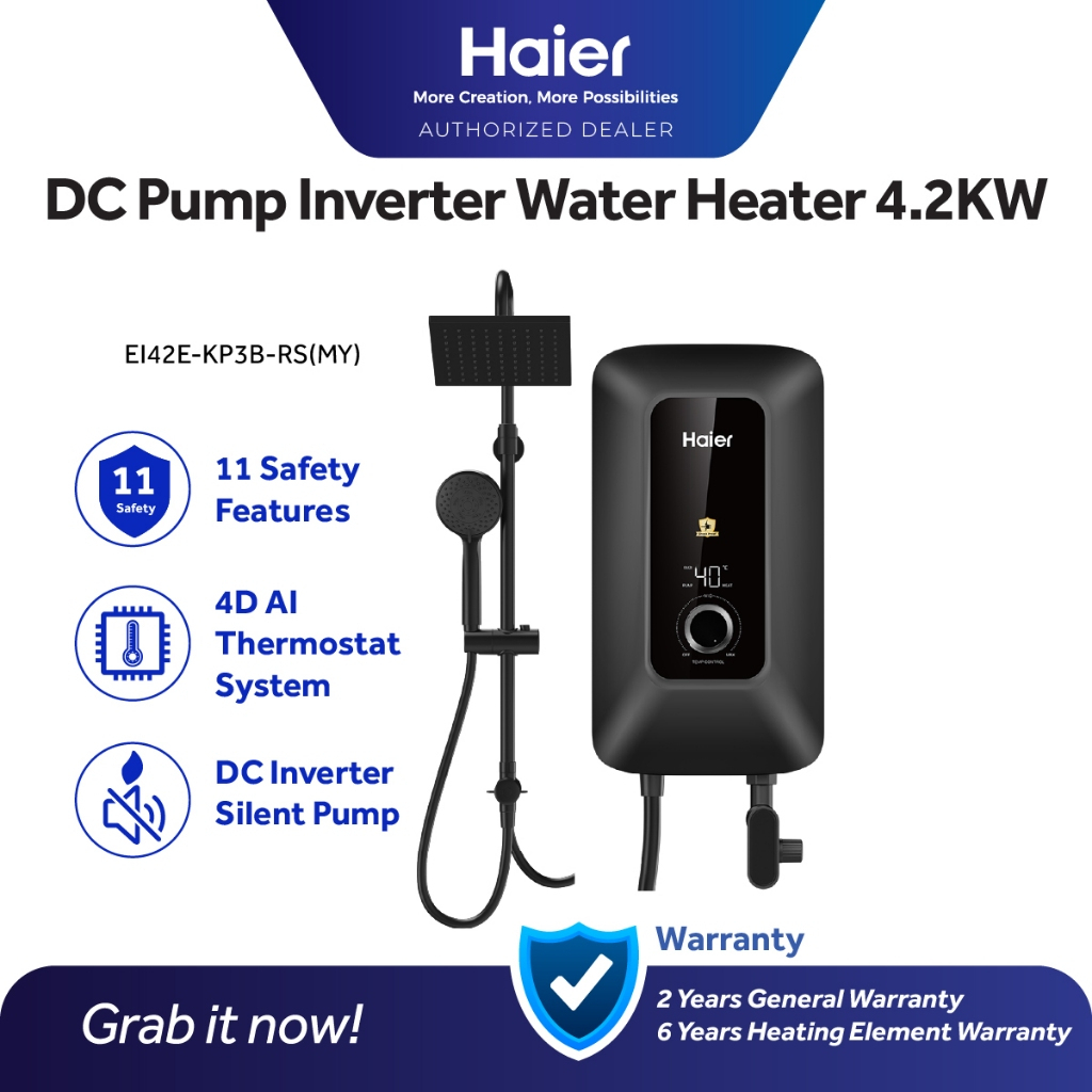 Haier DC Inverter Silent Pump Rain Shower Water Heater EI42E-KP3B-RS(MY ...