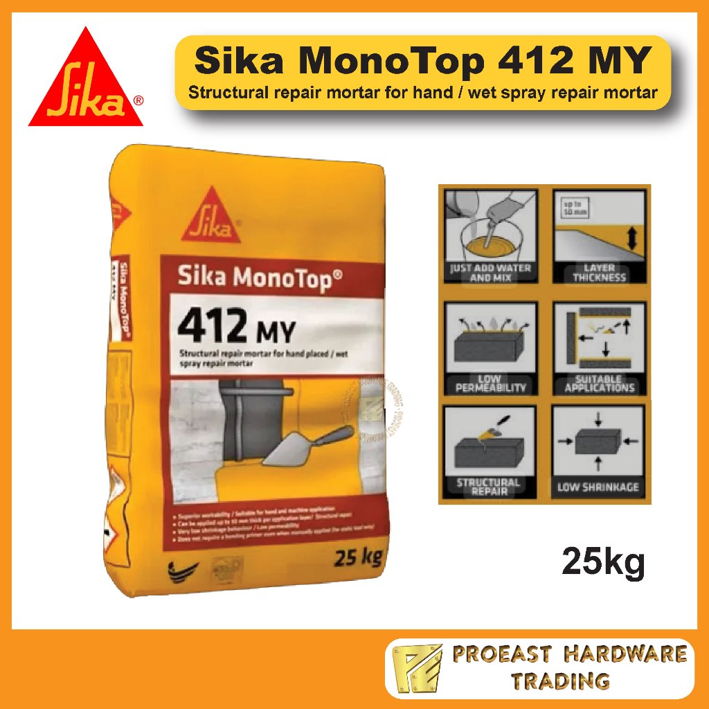 SIKA MONOTOP 412 MY Structural Repair Mortar for hand placed / Wet ...