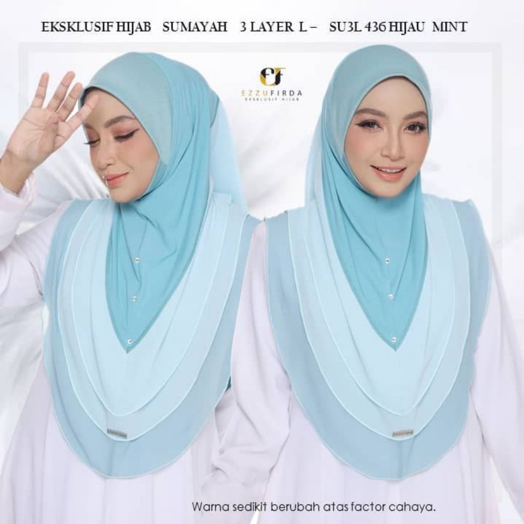 EKSKLUSIF HIJAB EZZUFIRDA , TUDUNG SUMAYYAH 3 LAYER SAIZ L | Shopee Malaysia