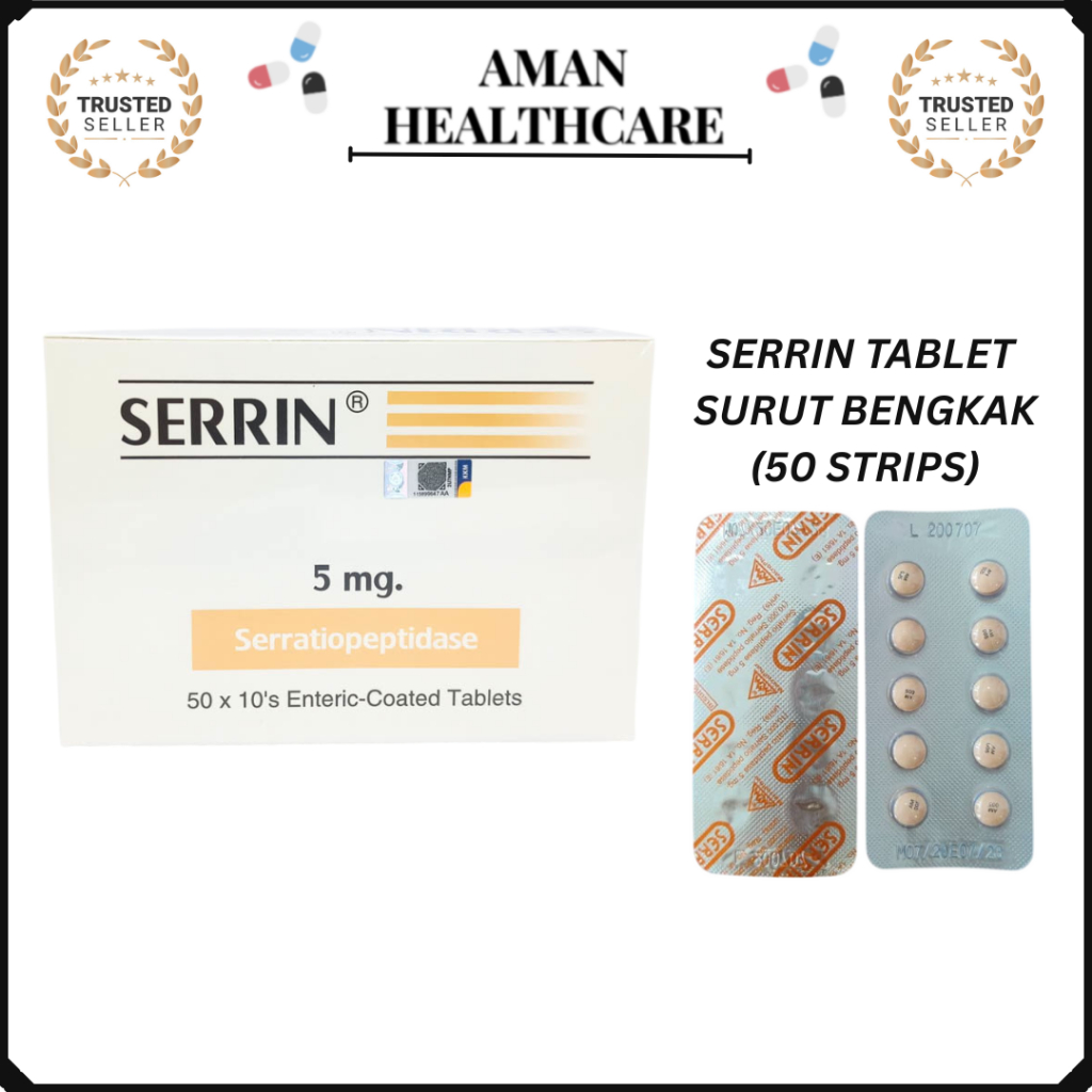 SERRIN SERRATIOPEPTIDASE TABLET 5MG (SURUT BENGKAK) 50 STRIPS | Shopee ...