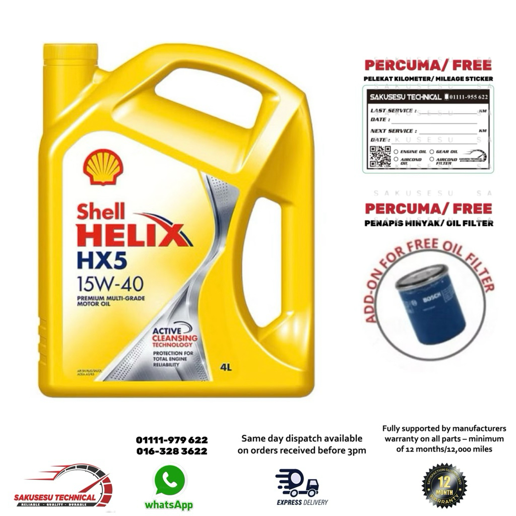 600049928 Shell Helix HX5 15W-40 minyak hitam mineral/ premium multi ...