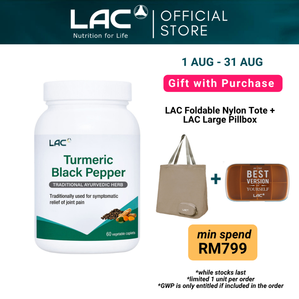 [Expiry Aug 2027] LAC Turmeric Black Pepper Caplets Supplement (60 ...
