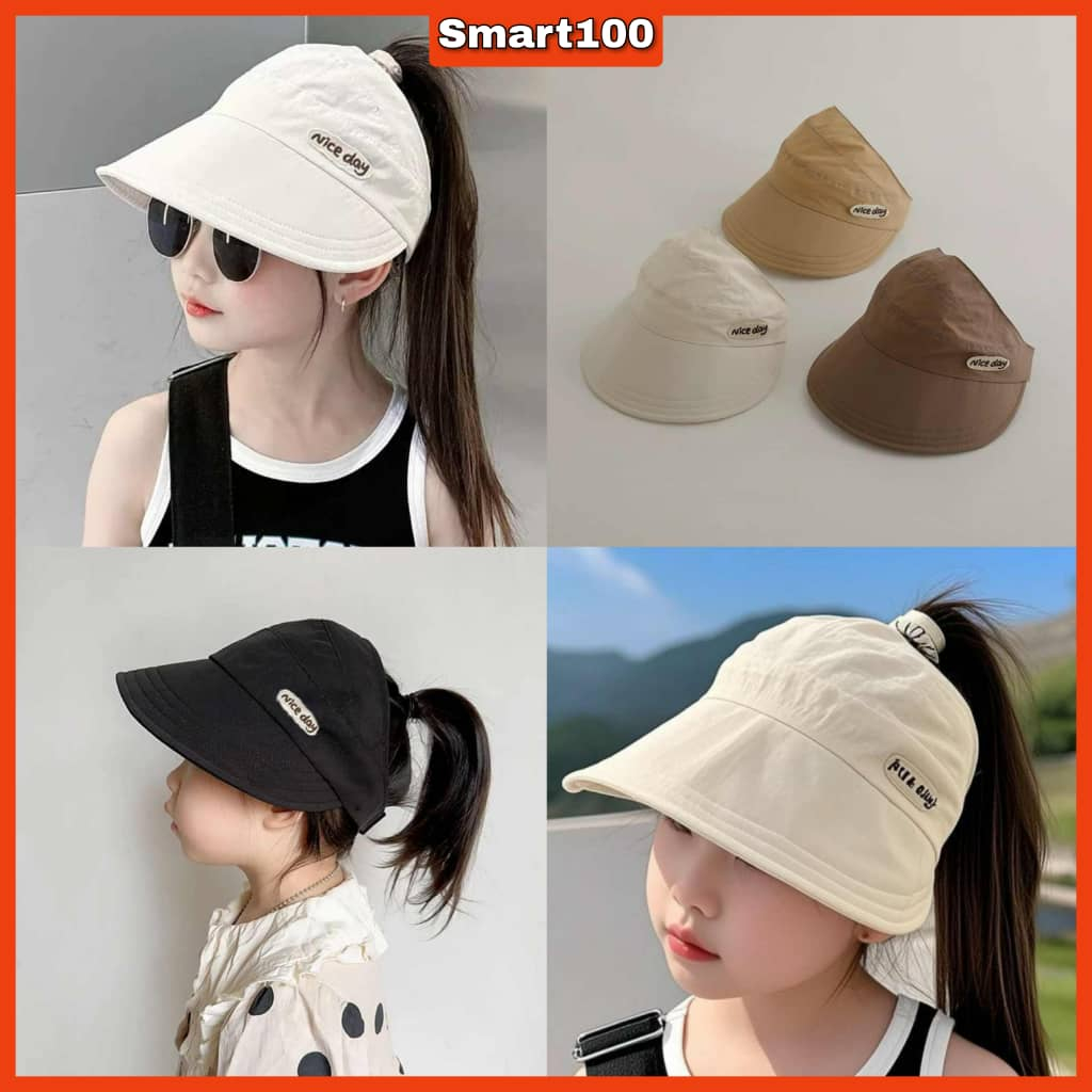 Topi Budak Kids Sun Hat UV Protection Cap for Girls Summer Outdoor Wide ...
