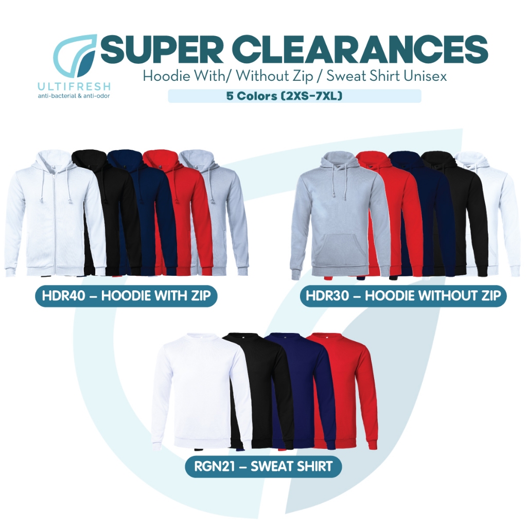 ULTIFRESH Clearance Hoodie Side Pocket Jacket With/Without Zip Hoodies ...