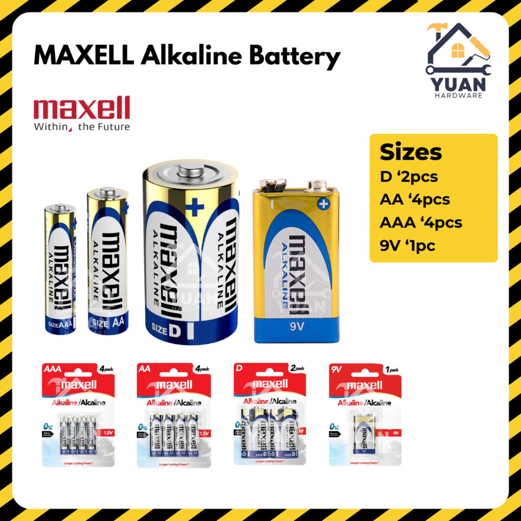 [1 CARD] MAXELL Alkaline Battery AA Battery AAA Battery 9V Battery D ...