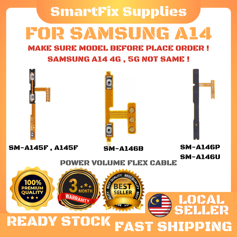 For Samsung A14 4G/A14 5G Power On Off Volume Flex Cable Ribbon Volume ...
