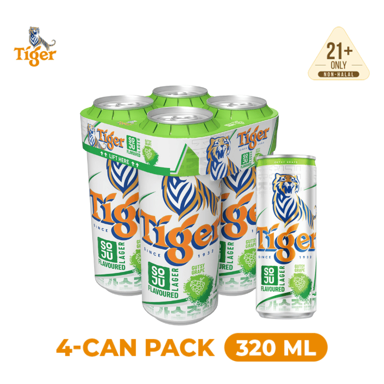 Tiger Soju Flavoured Lager (Gutsy Grape) Can 5.5% Alcohol 4-Can Pack (4 ...