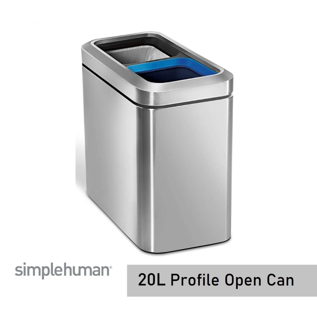 simplehuman Slim Open Profile Recycling Trash bin, 20L Office Bin Sleek ...