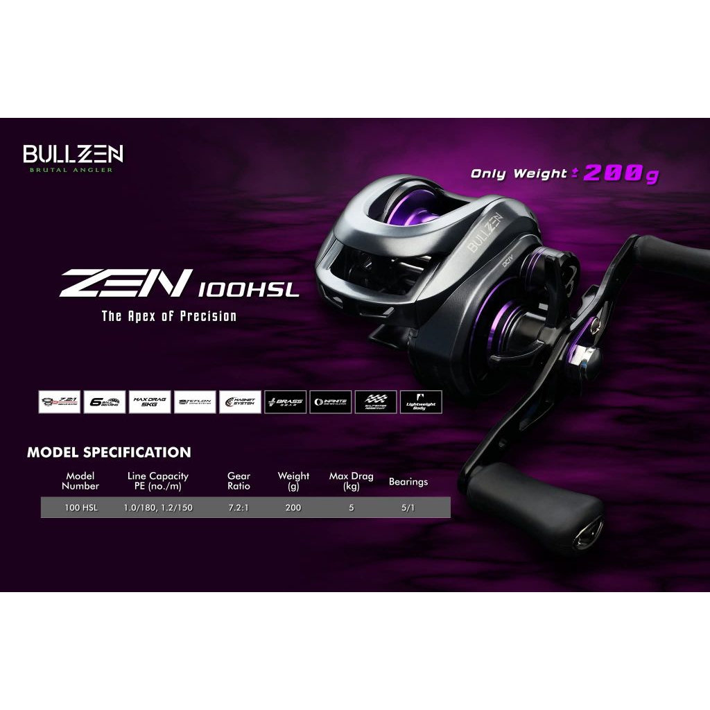 Bullzen Zen 100HSL baitcast reel | Shopee Malaysia