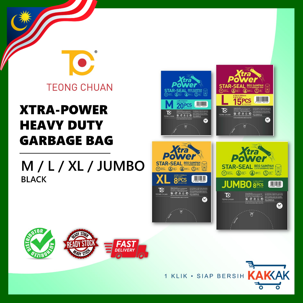 Beg Sampah LDPE Besar - Xtra Power Jumbo LDPE Large Garbage Bags M / L ...