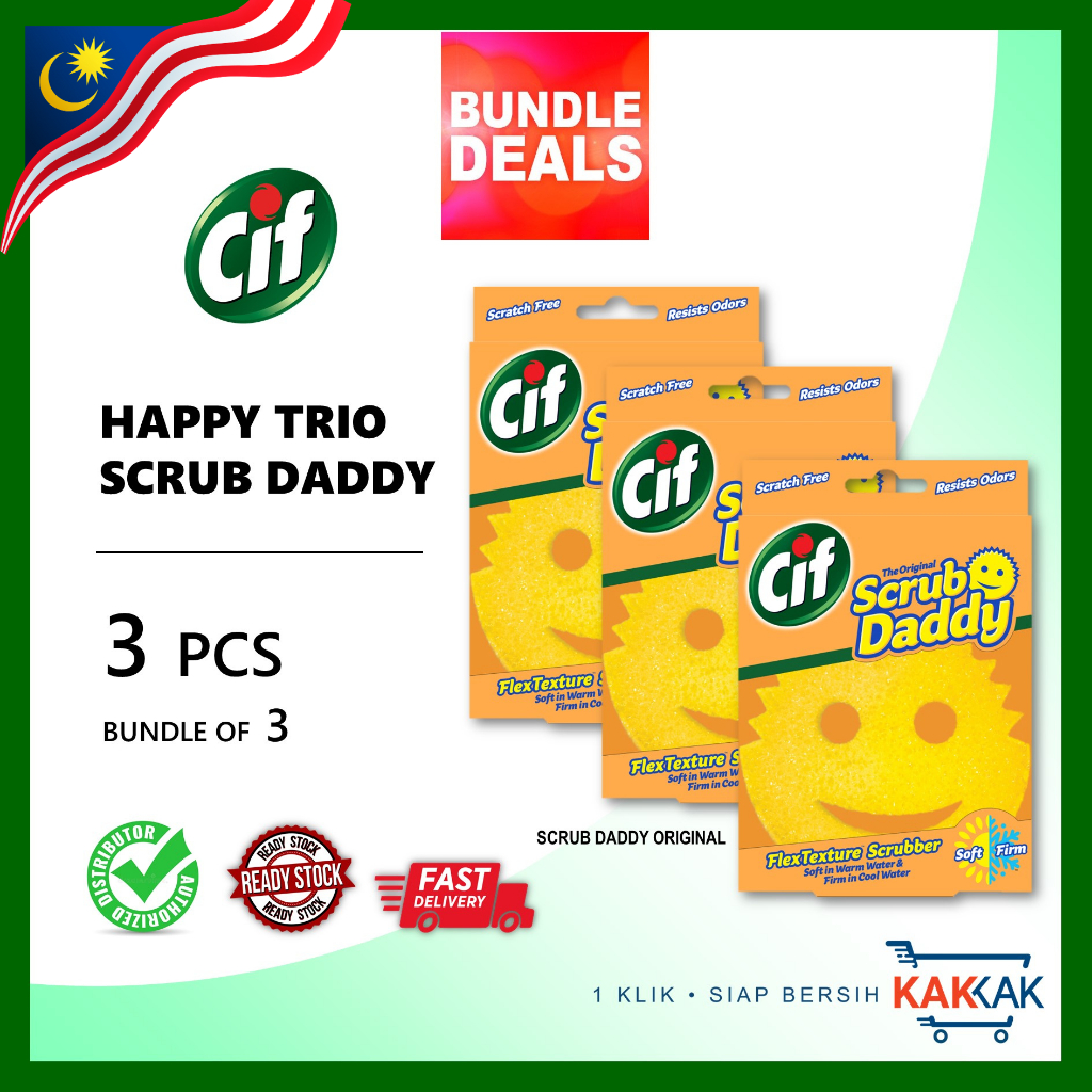 [PAKEJ BUNDLE] Cif Scrub Daddy – Span Pencuci | Pakej 3 Unit - [BUNDLE DEAL] Cif Scrub Daddy ...