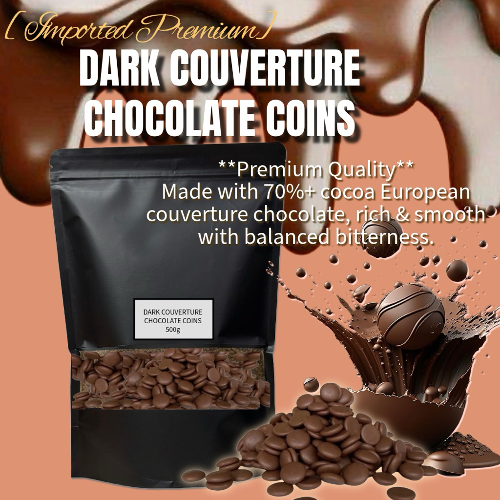 Dark Couverture Chocolate Coins 500g Baking/Snack 黑巧克力币 500g [Coklat ...