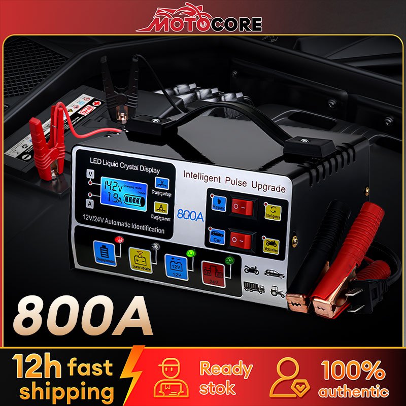 MT 800A Car Battery Charger 12V 24V Intelligent Pulse Repair Battery ...