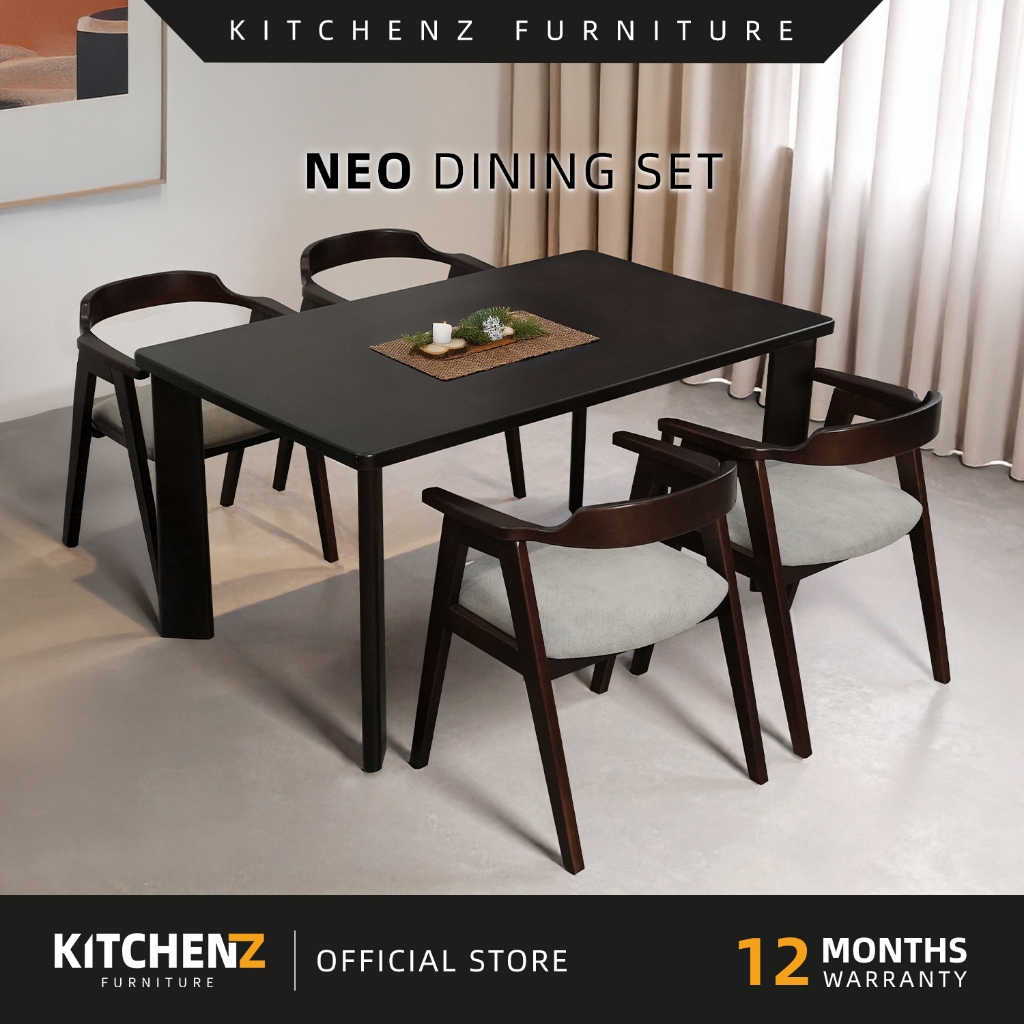 KitchenZ Sabah Neo Dining Set 4 Seater with Solid Rubberwood - DT-NEO ...