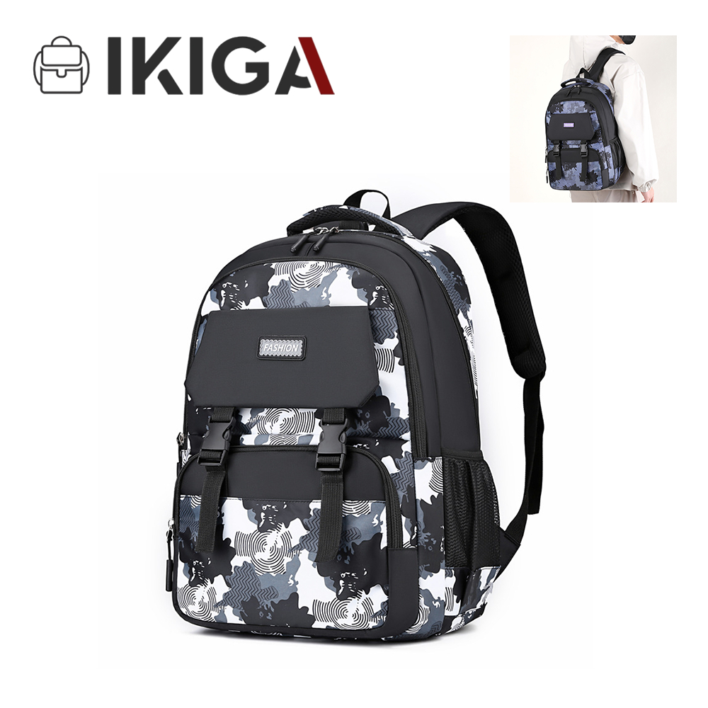 IKIGA Army Nylon Primary Secondary School Bag Kids Backpack School Beg ...