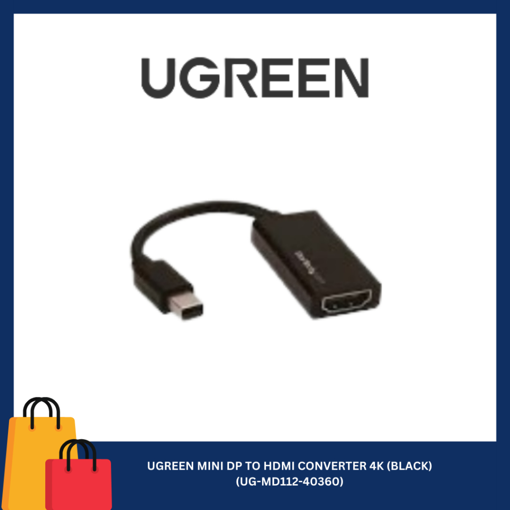 UGREEN MINI DP TO HDMI CONVERTER 4K (BLACK) (UG-MD112-40360) | Shopee ...