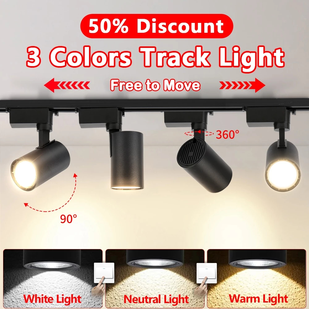 CHUANGYANG Track Light Lampu Track LED Track Lighting Spotlight Black ...