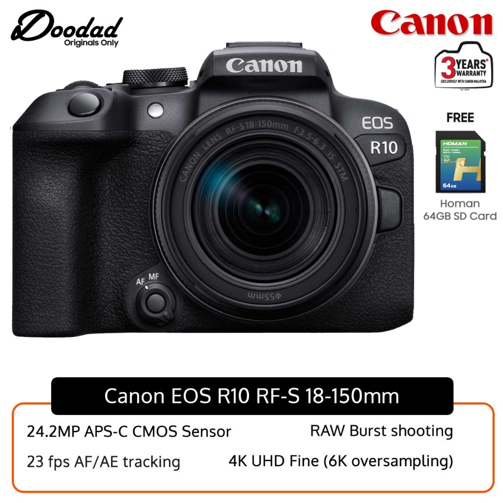 Canon EOS R10 KIT RF-S 18-150MM + Homan 64GB SD Card | Canon MY Sets ...