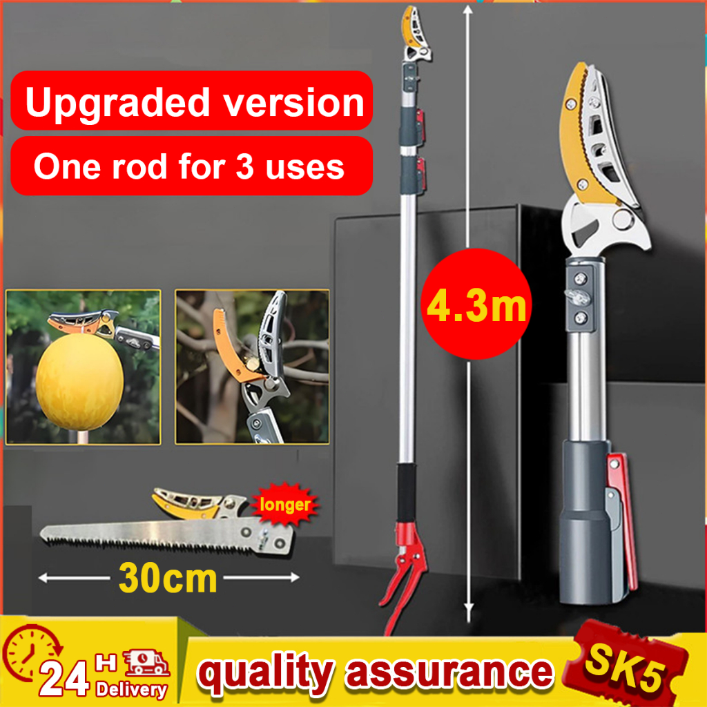 3/4m Gunting pokok Fruit picking scissors fruit picker with long pole ...