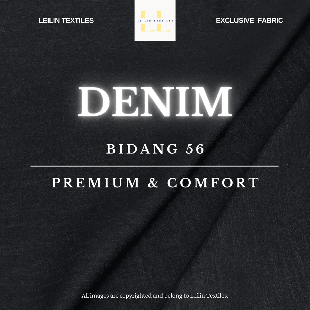 Kain Denim Stretch / Kain Jeans Stretchable Bidang 56" Open Meter (0.5m ...