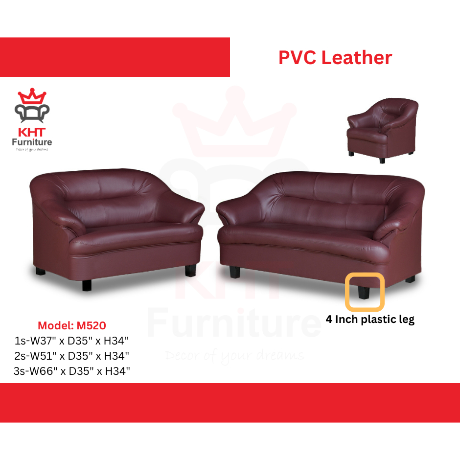 (KL & Selangor) PVC Leather Modern Sofa 1, 2 and 3 Seater Full Set Sofa ...