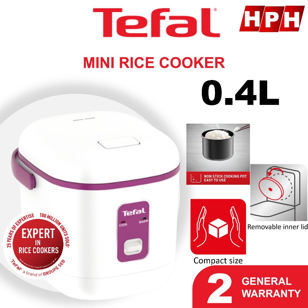 Tefal RK1721 Mini Mechanical Rice Cooker (0.4 L / 2 Cups) – Non-Stick ...