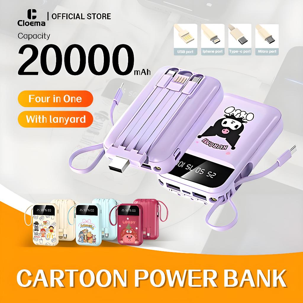 PowerBank 20000mAh High Capacity Cute Cartoon Power Bank with 4 Built ...