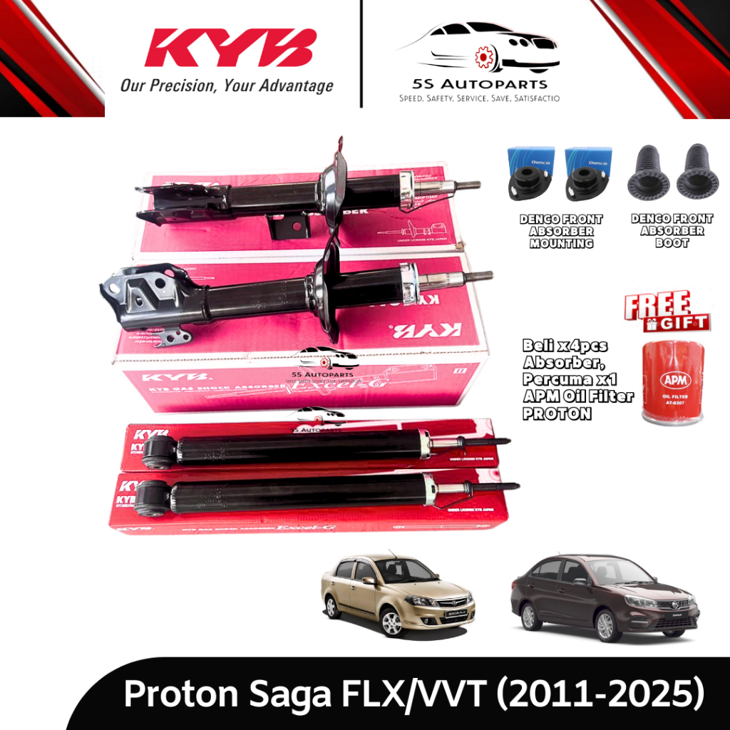 KYB Excel G Proton Saga FLX/VVT Gas Absorber Front/Rear Set With Denco ...