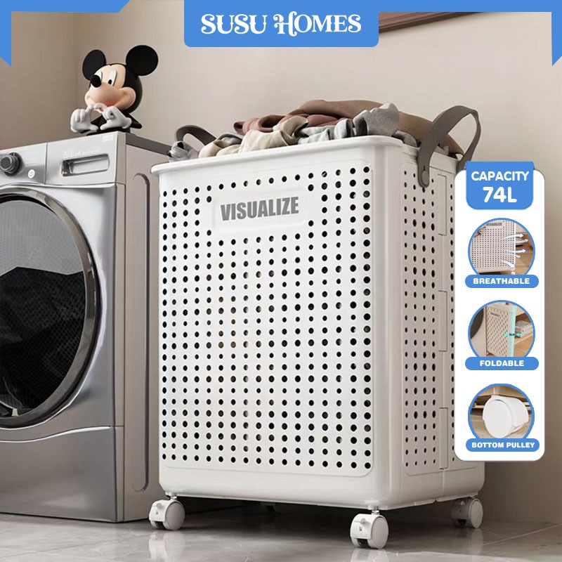 SUSU HOMES Large Capacity Clothes Storage Basket Bathroom Laundry ...