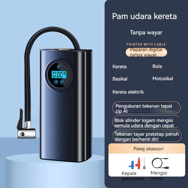 Pemampat Udara Boleh Cas 120W, Inflator Tayar Mudah Alih dengan Paparan ...