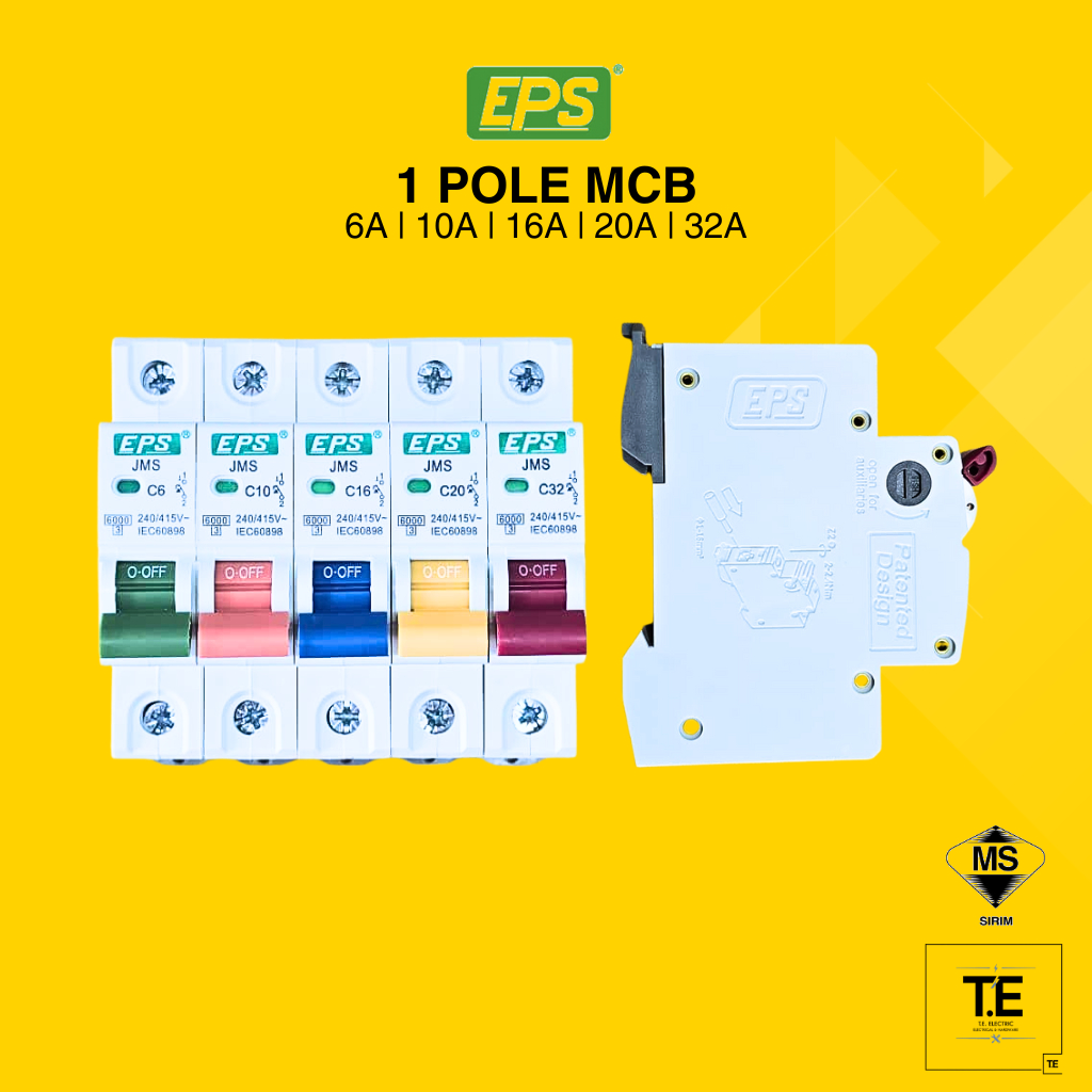 EPS 1 POLE MCB 6A / 10A / 16A / 20A / 32A / 40A (6KA APPROVED SIRIM ...